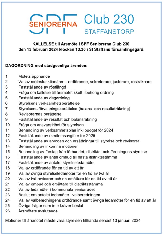SPF - Seniorerna Årsmöten