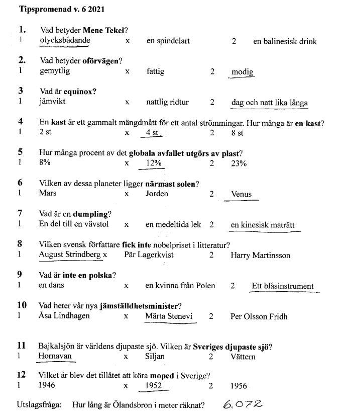 SPF Seniorerna - Tipspromenad 11 februari
